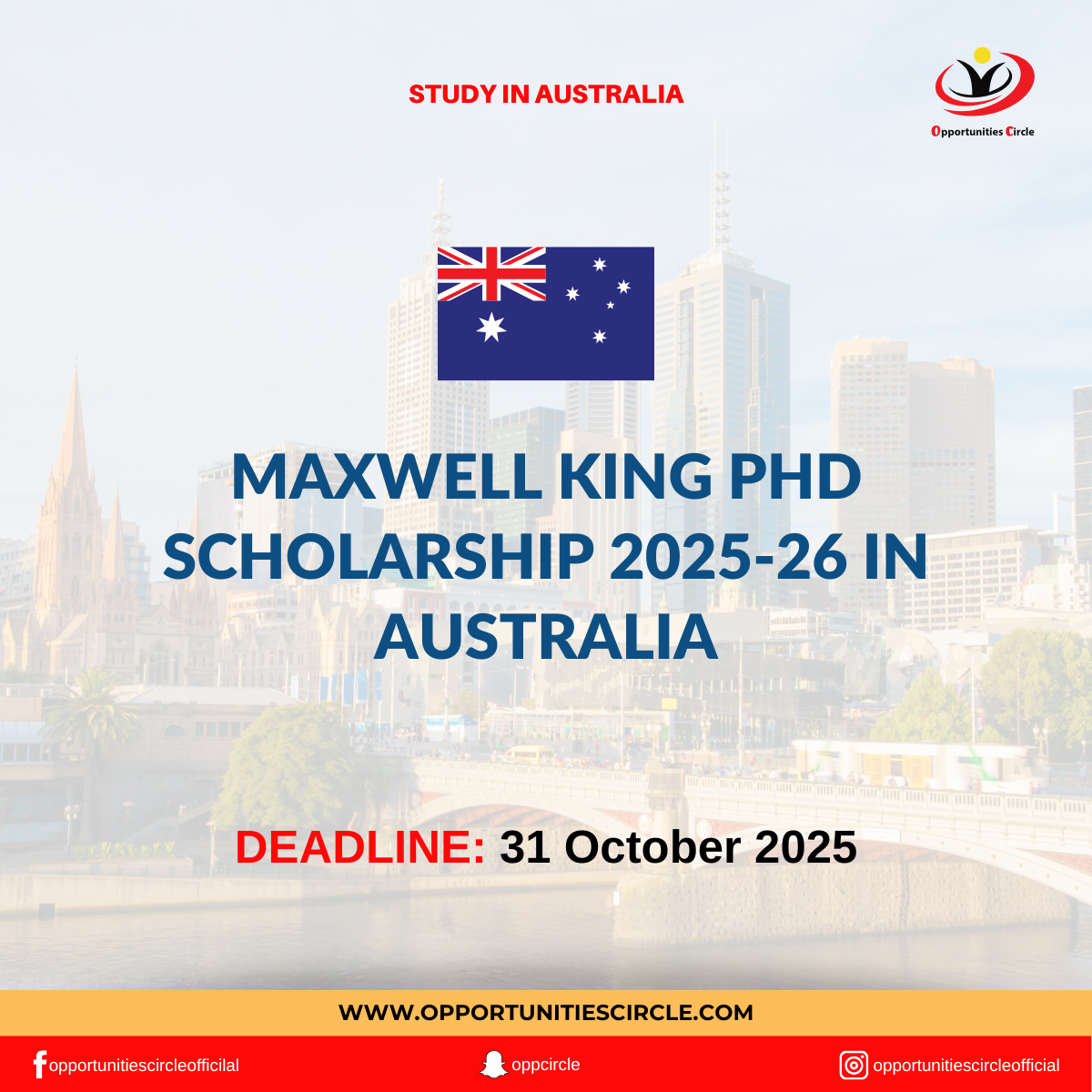 Maxwell King PhD Scholarship 2026 in Australia - Opportunities Circle