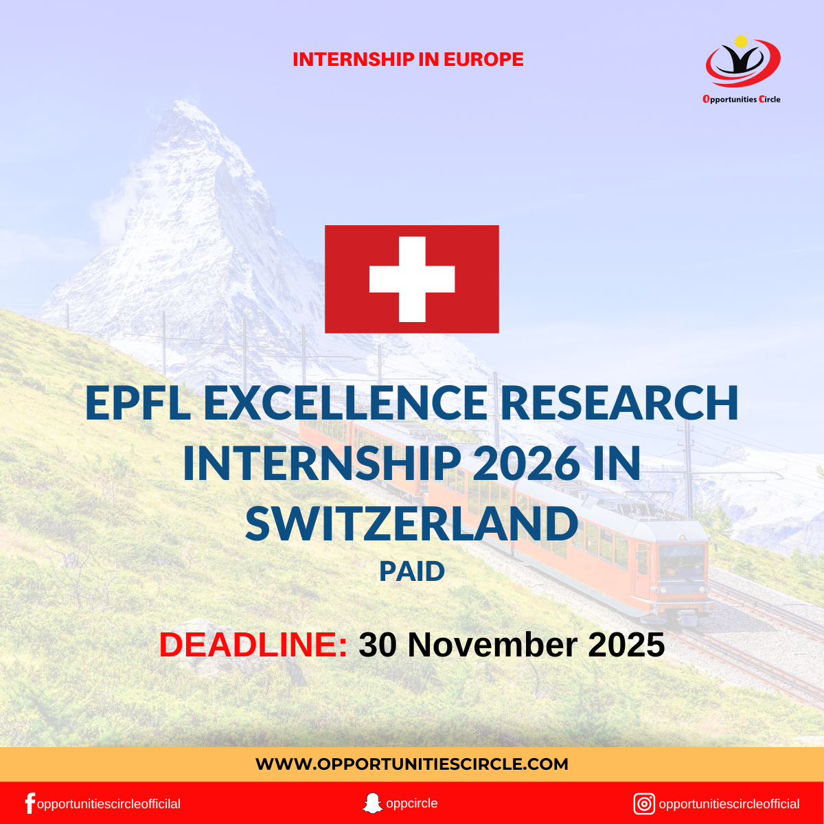 EPFL Summer Research Program in Switzerland 2026 | Fully Funded - Opportunities Circle