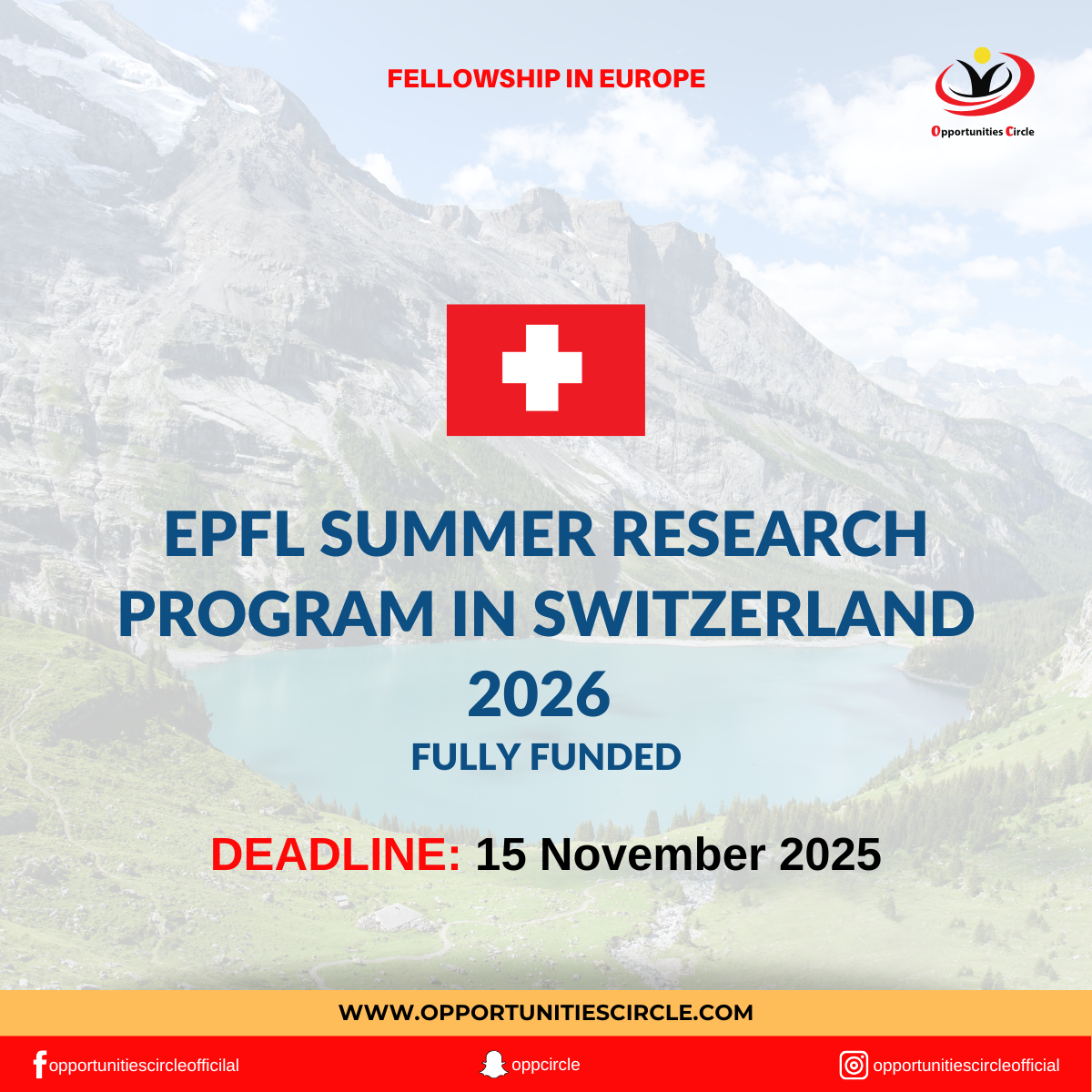 EPFL Summer Research Program in Switzerland 2026 | Fully Funded - Opportunities Circle