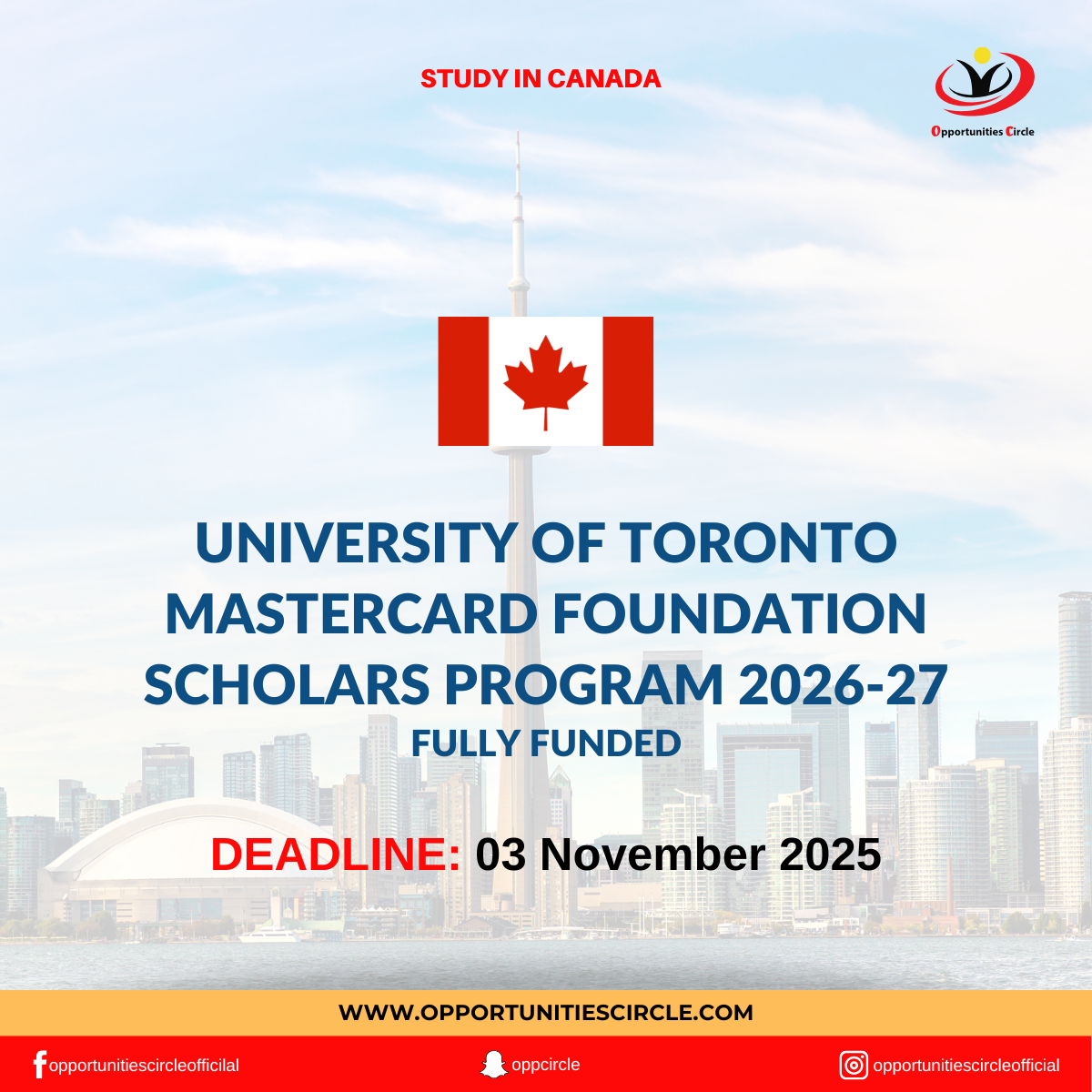 University of Toronto Mastercard Foundation Scholars Program 2026-27 ...