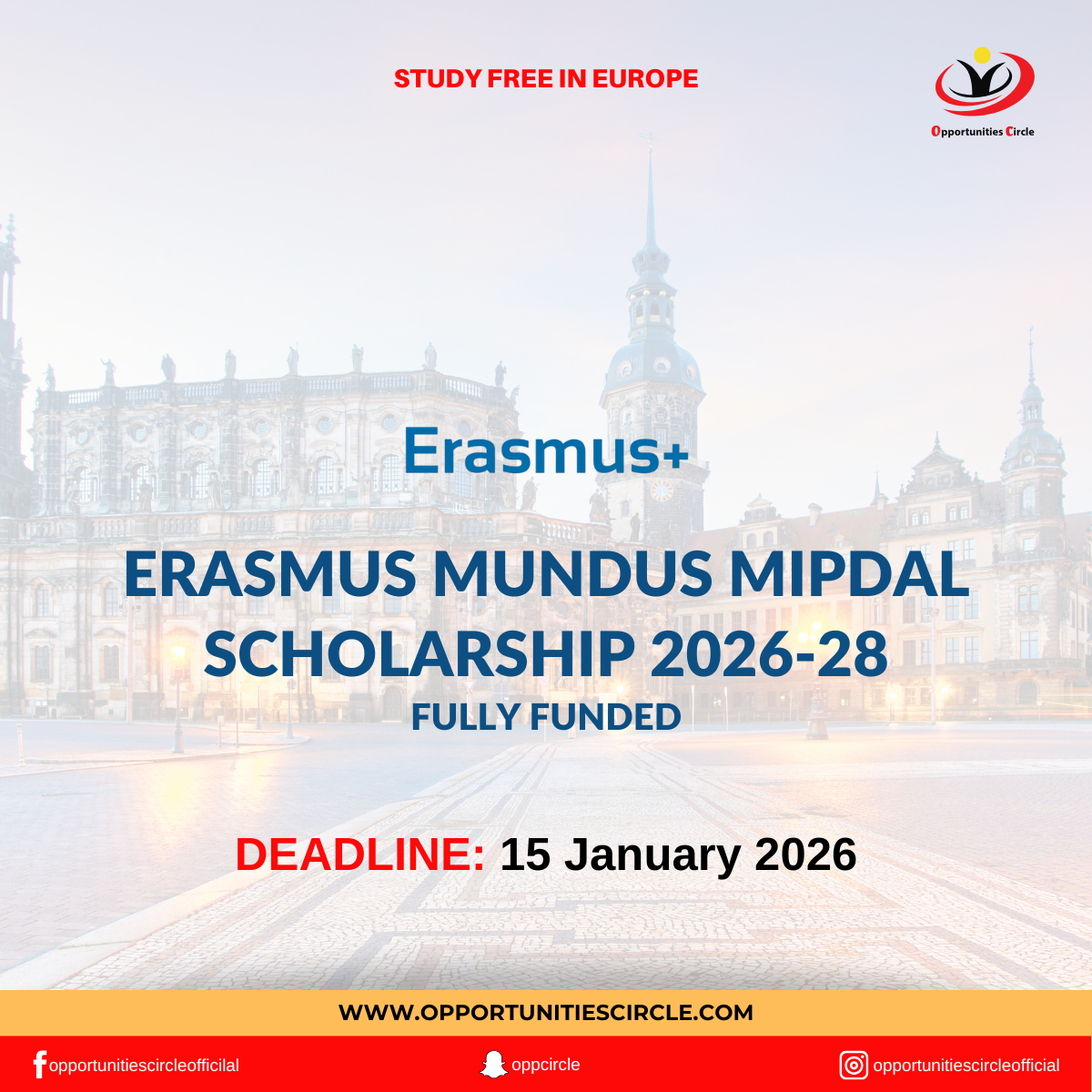 Erasmus Mundus MIPDaL Scholarship 2026-28 | Fully Funded - Opportunities Circle