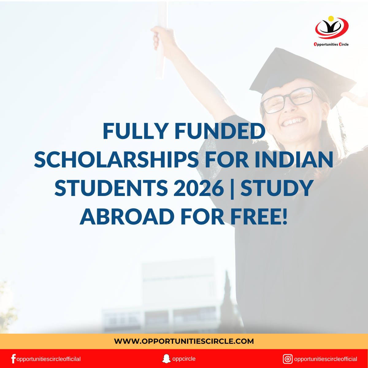 Fully Funded Scholarships for Indian Students 2026 | Study Abroad for FREE! - Opportunities Circle