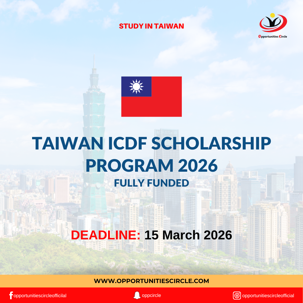 Taiwan ICDF Scholarship Program 2026 | Fully Funded - Opportunities Circle