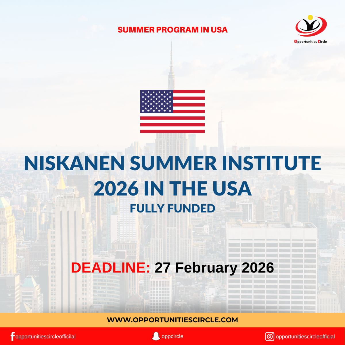 Niskanen Summer Institute 2026 in the USA - Opportunities Circle
