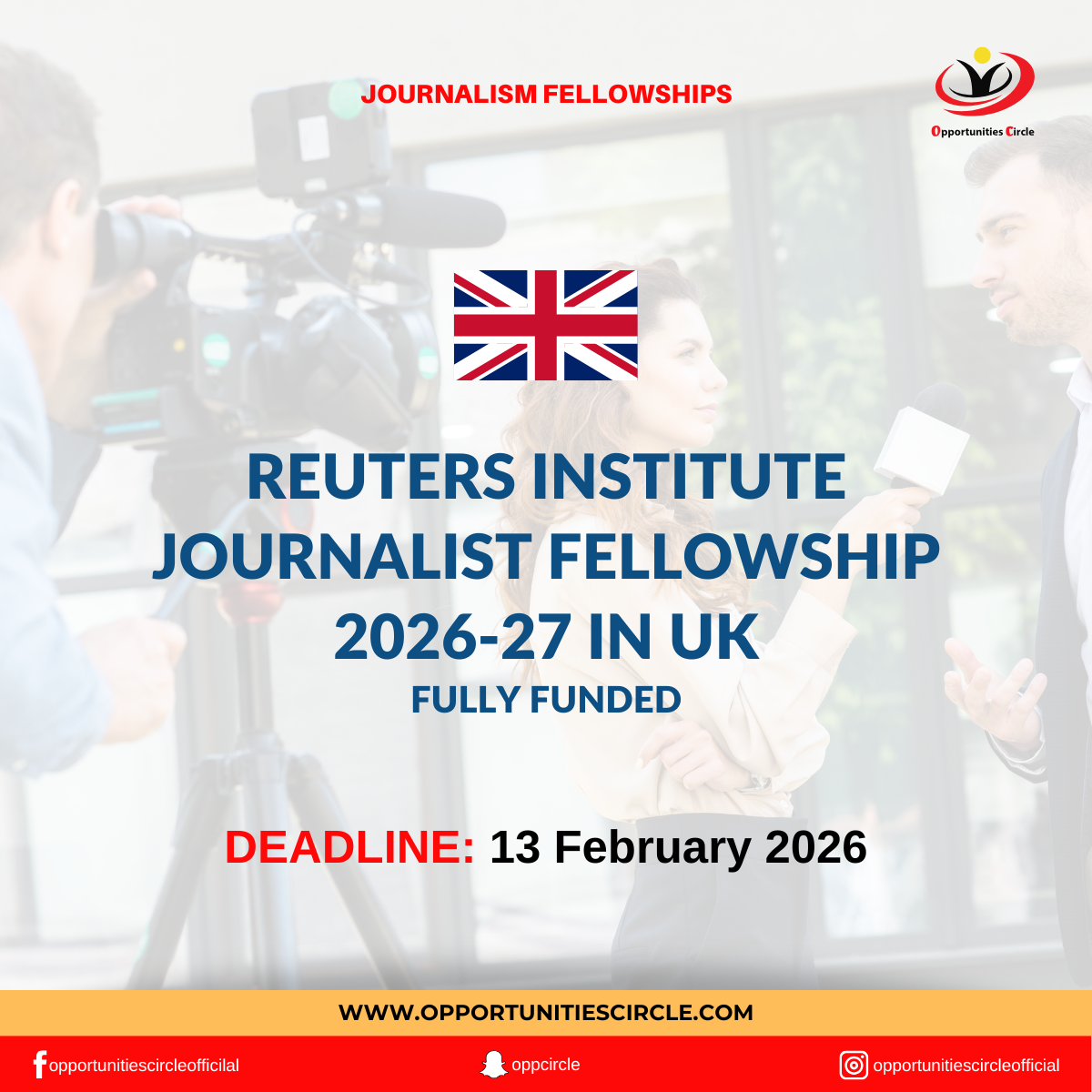 Reuters Institute Journalist Fellowship 2026-27 in UK - Opportunities ...