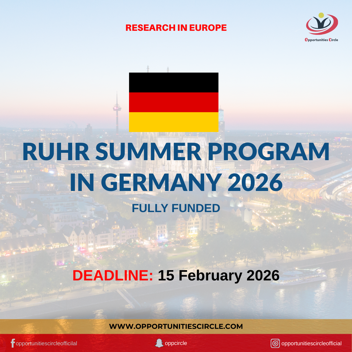 Research Explorer Ruhr Summer Program 2026 in Germany | Fully Funded - Opportunities Circle