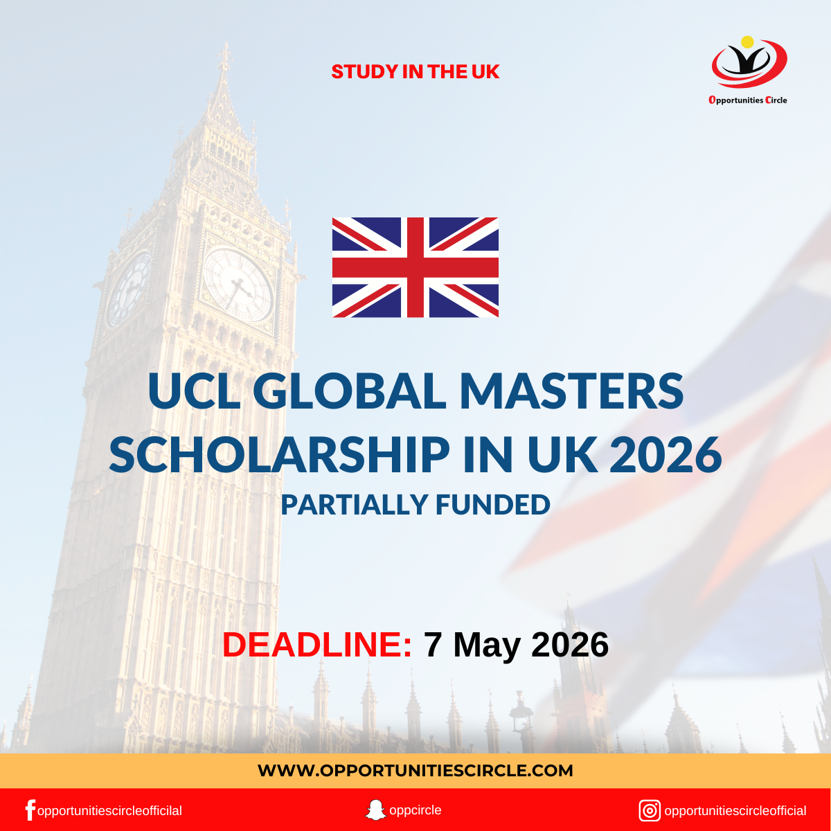 UCL Global Masters Scholarship in UK 2026 - Opportunities Circle