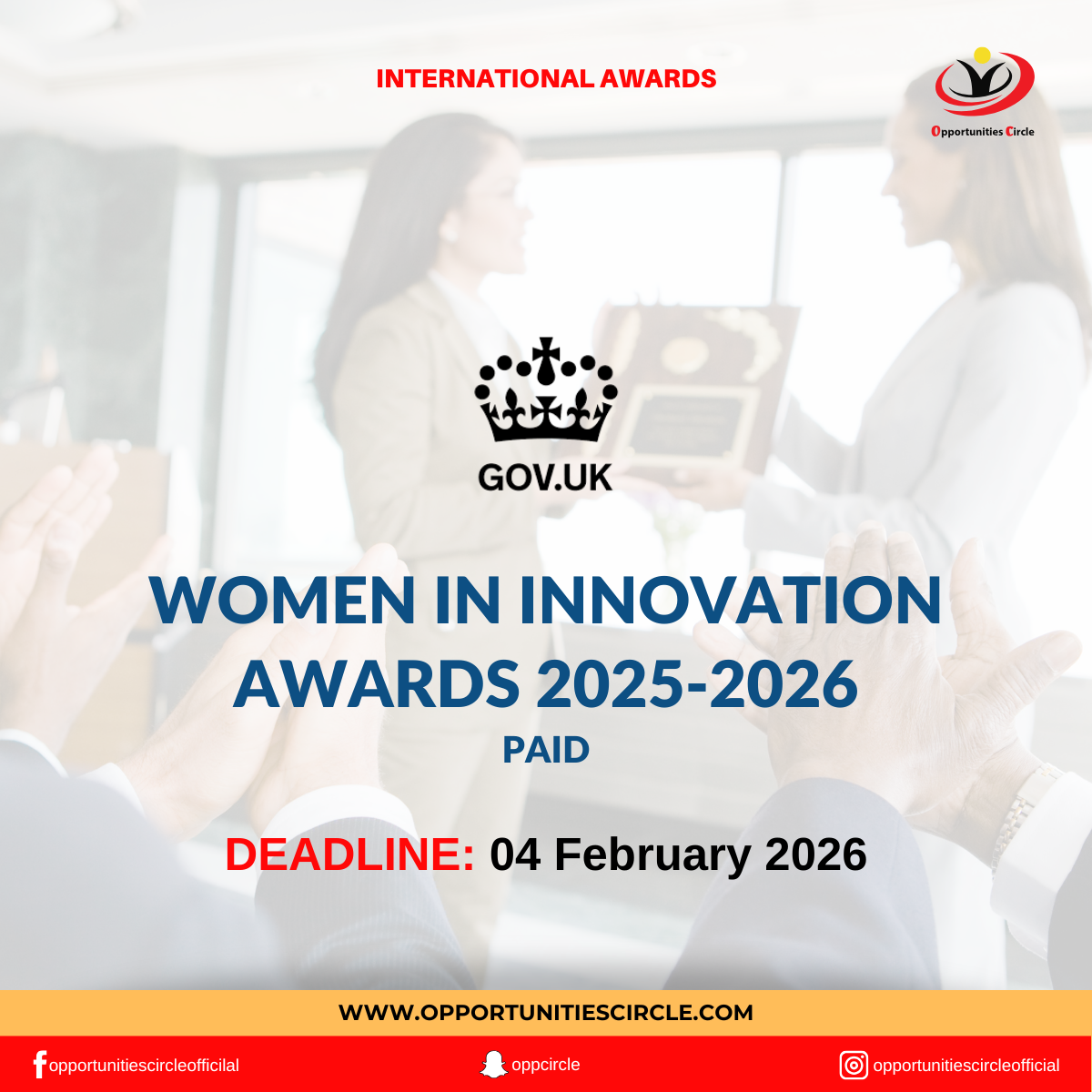 Women in Innovation Awards 2025-2026 - Opportunities Circle