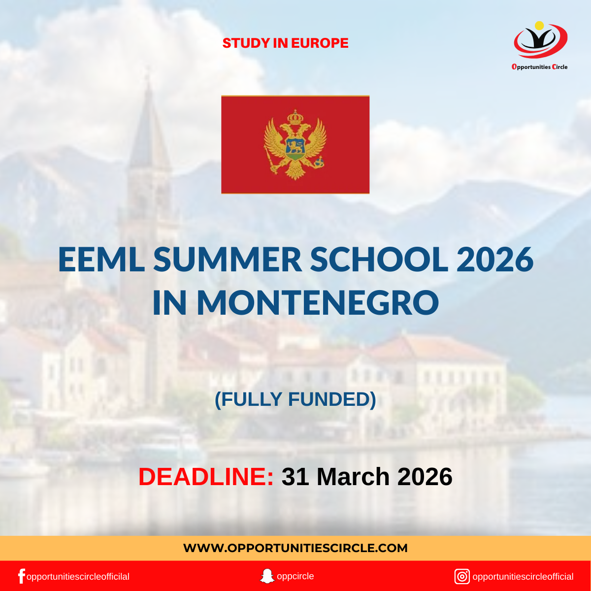 EEML Summer School 2026 in Montenegro | Fully Funded - Opportunities Circle