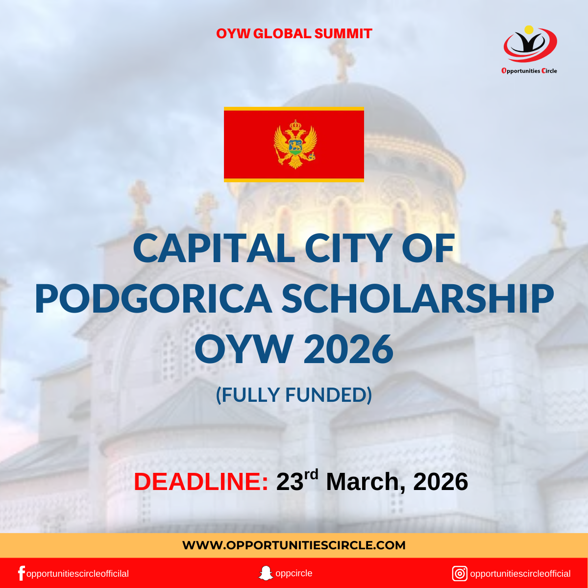 OYW Capital City of Podgorica Scholarship 2026 |Fully Funded ...