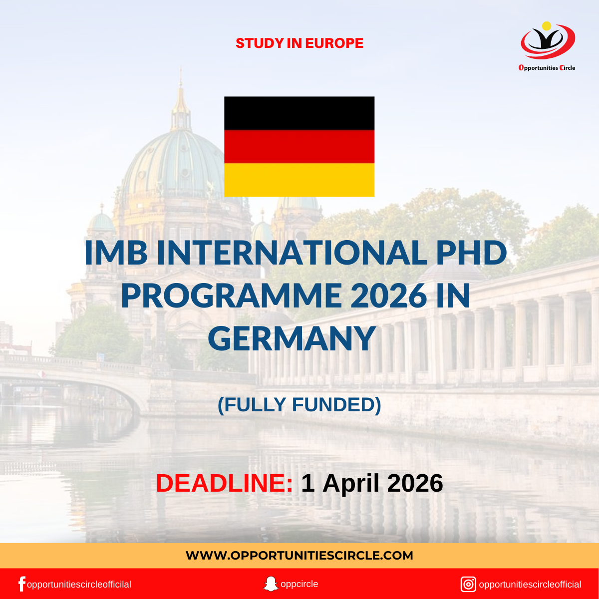IMB International PhD Programme 2026 in Germany - Opportunities Circle