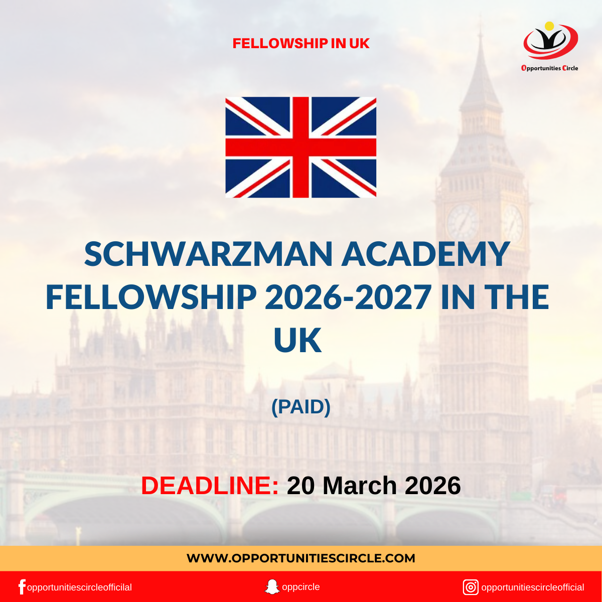 Schwarzman Academy Fellowship 2026-2027 in the UK - Opportunities Circle