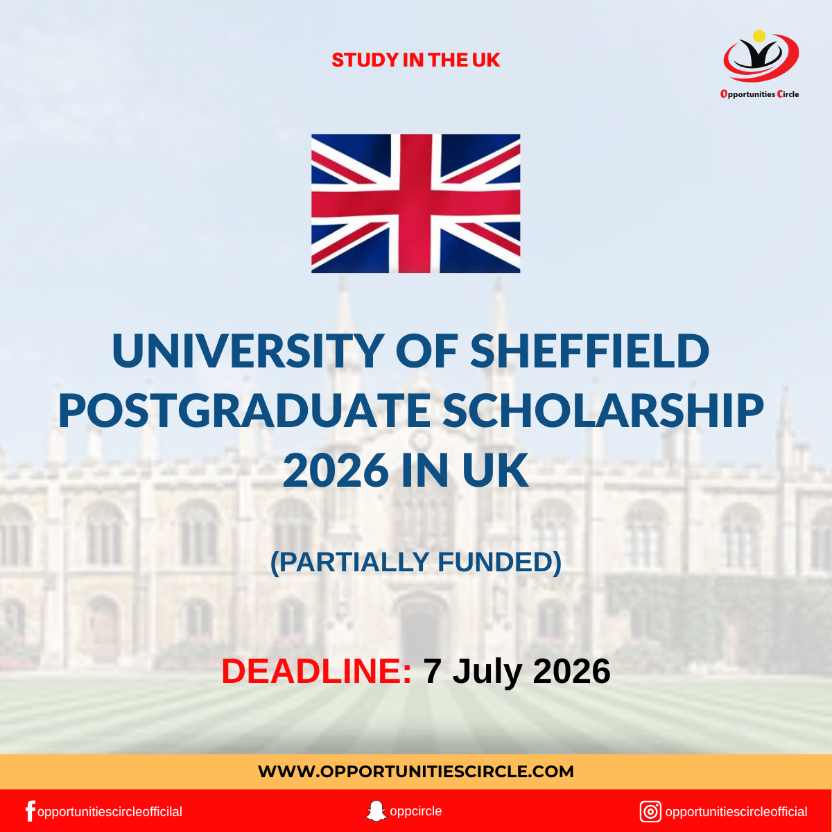 University of Sheffield Postgraduate Scholarship 2026 in UK ...
