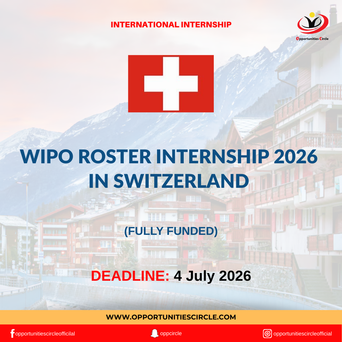 WIPO Roster Internship 2026 in Switzerland | Fully Funded ...