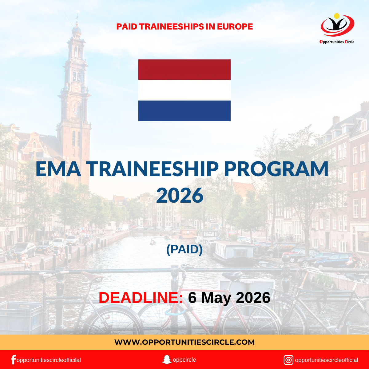 EMA Traineeship Program 2026 | Paid Traineeships in Netherlands ...