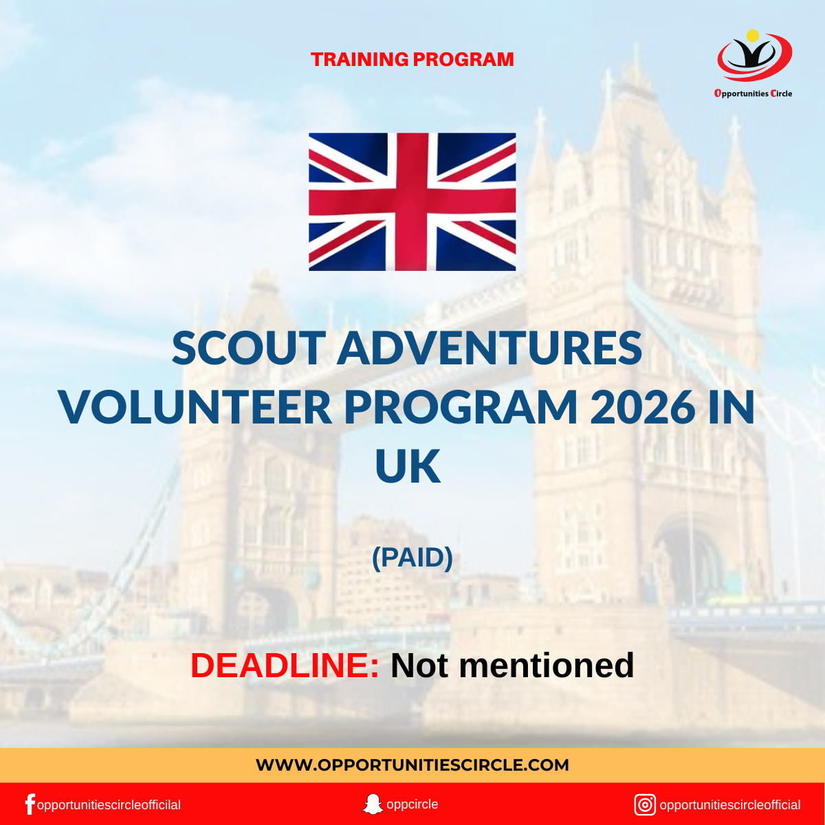 Scout Adventures Volunteer Program 2026 in UK | Paid - Opportunities Circle