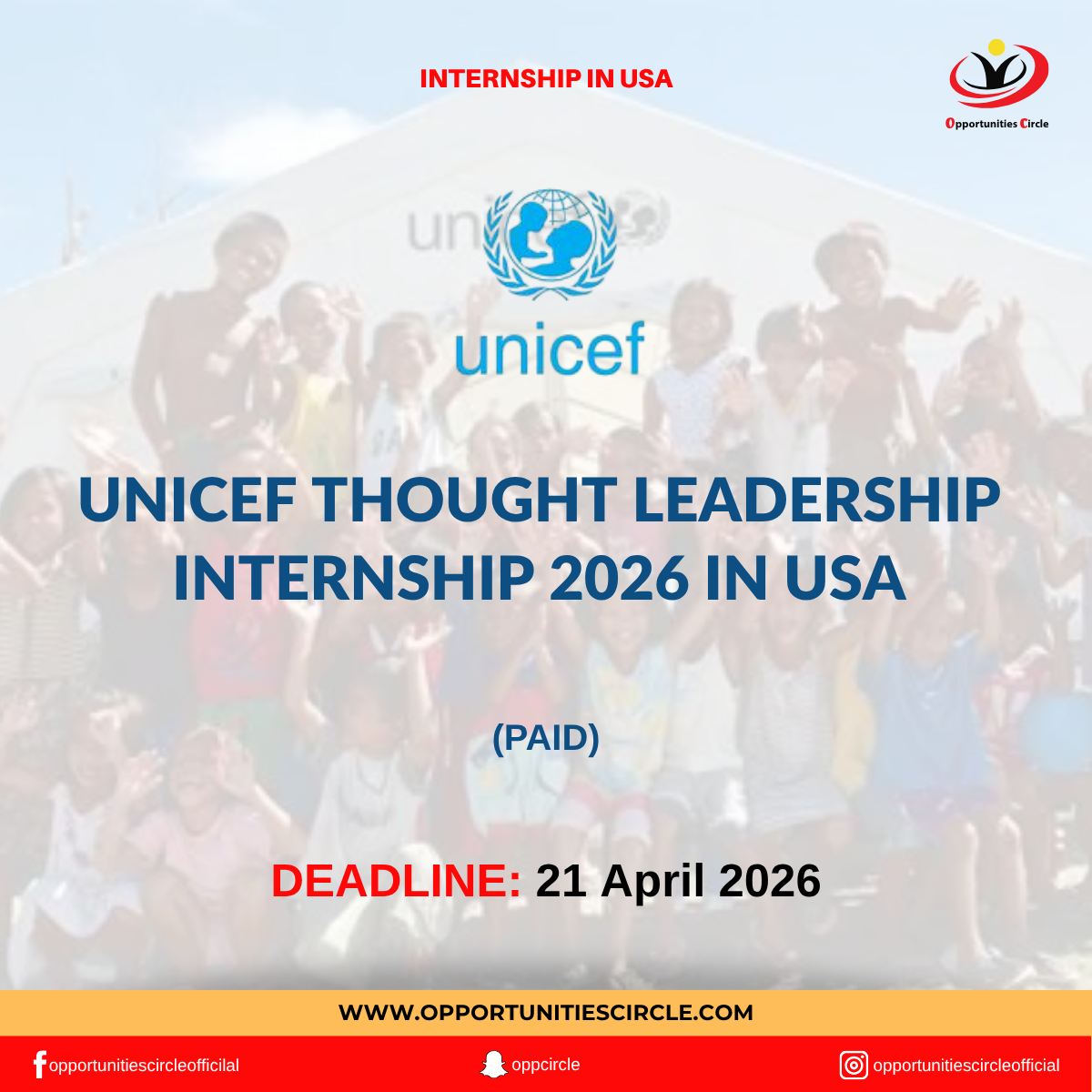 UNICEF Thought Leadership Internship 2026 in USA | Paid Internship ...