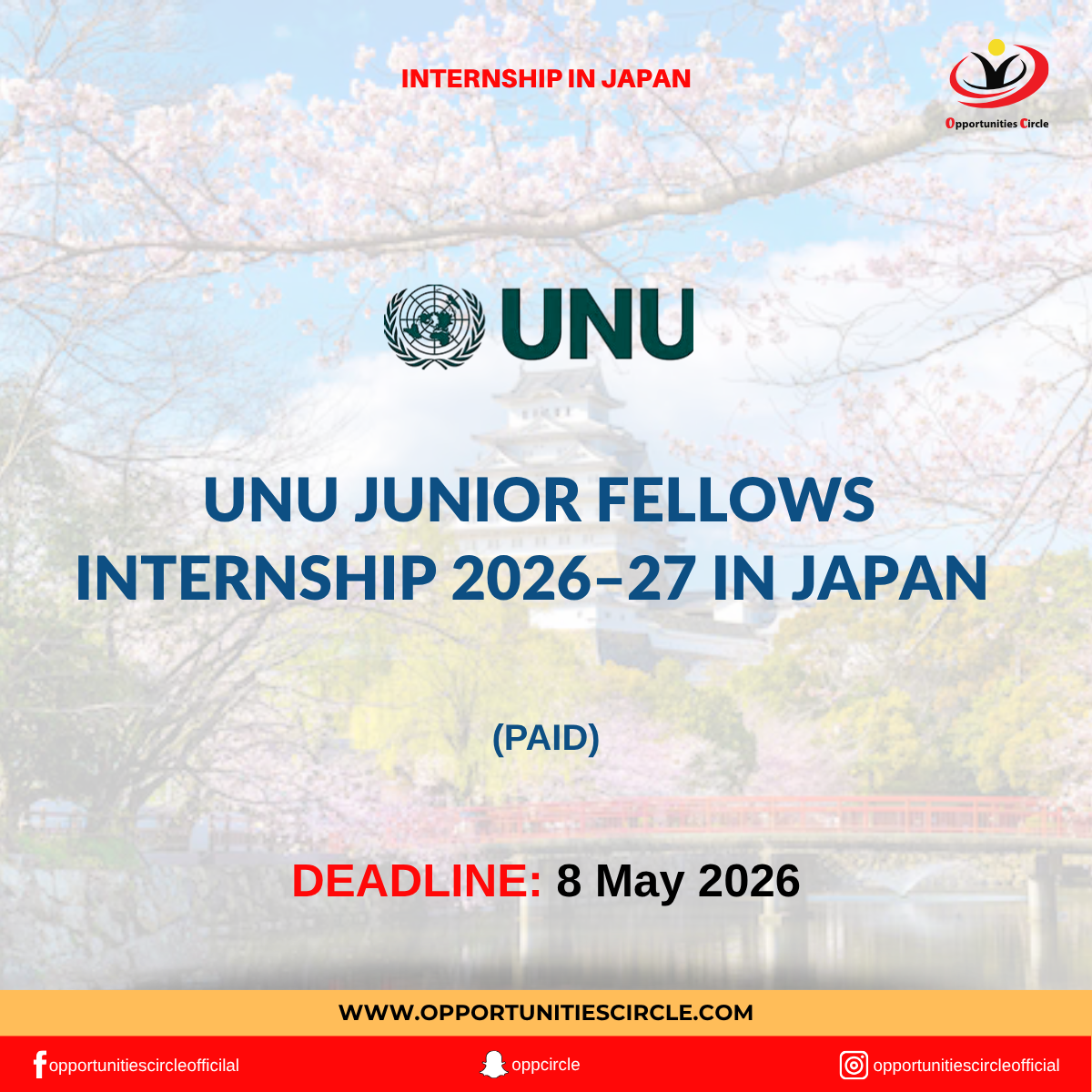 UNU Junior Fellows Internship 2026–27 in Japan - Opportunities Circle