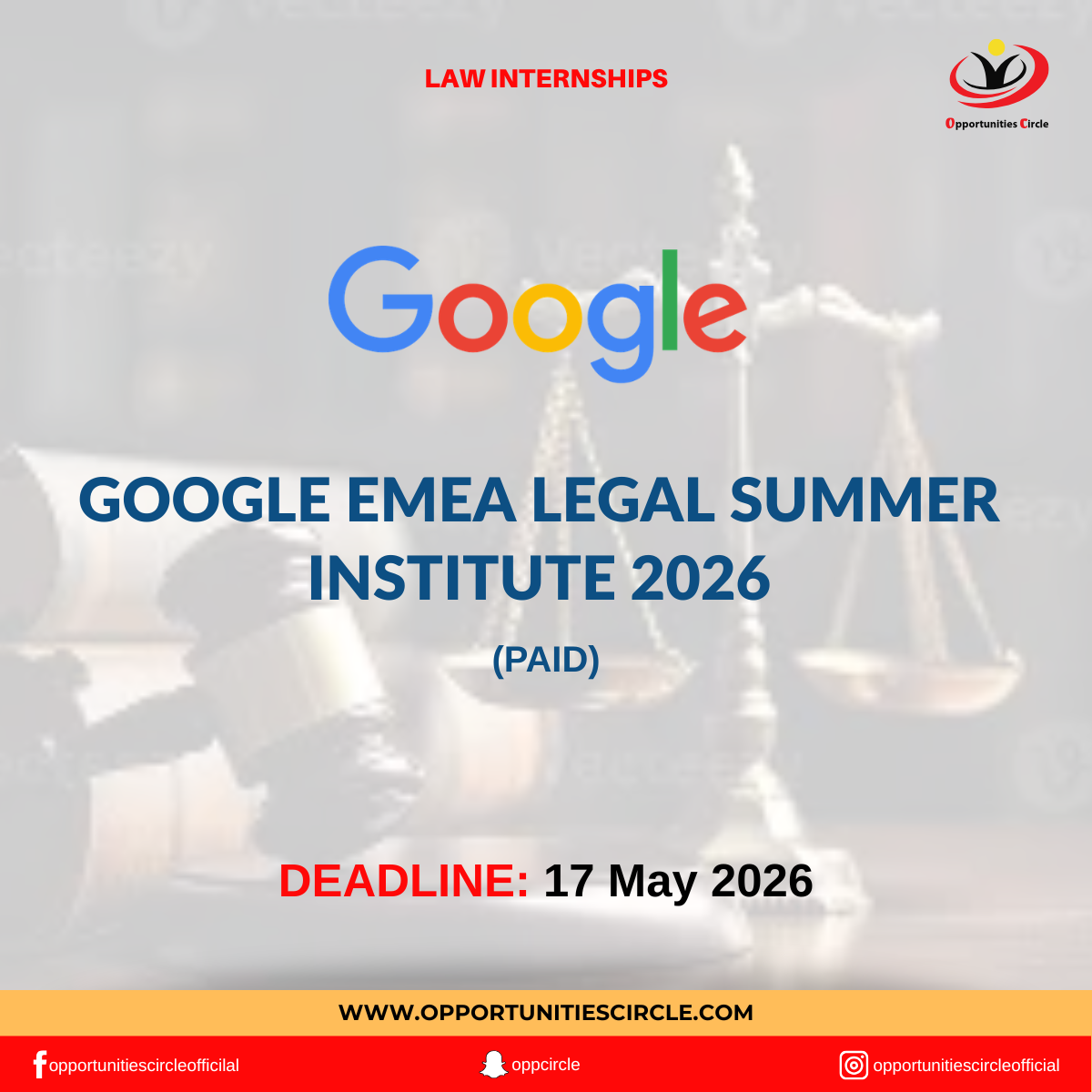 Google EMEA Legal Summer Institute 2026 | Paid Internship ...