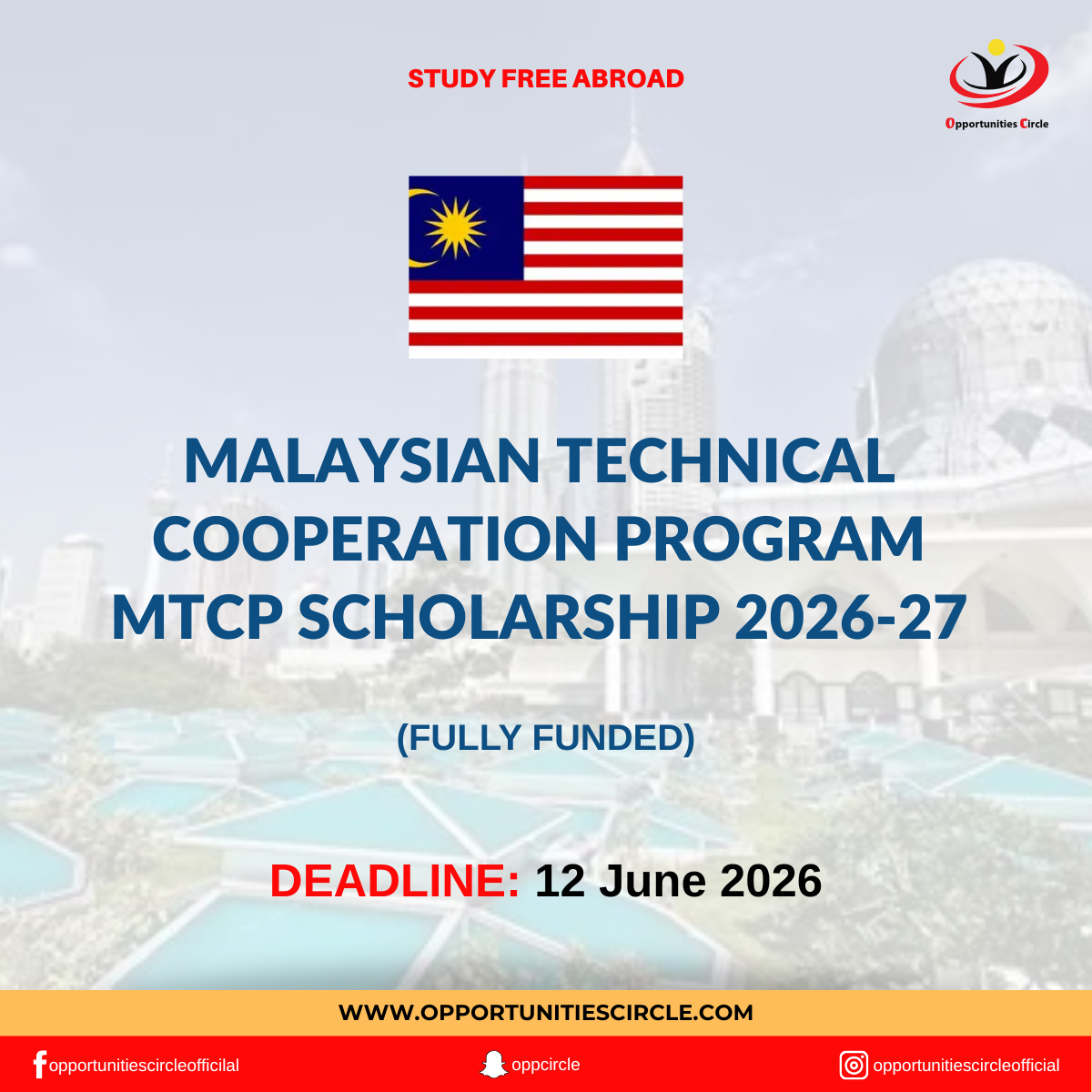 Malaysian Technical Cooperation Program MTCP Scholarship 2026-27 ...