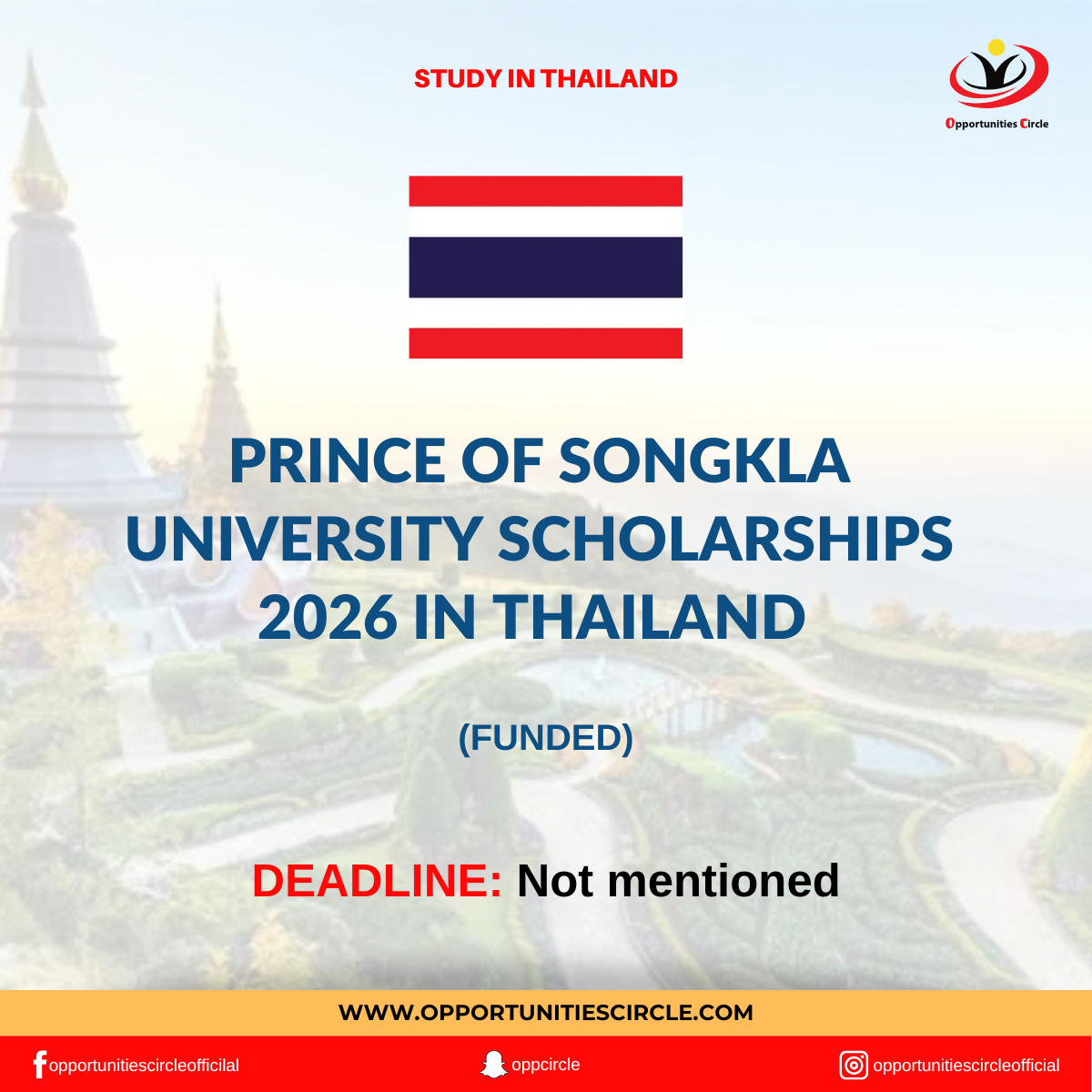 Prince of Songkla University Scholarships 2026 in Thailand | Funded ...