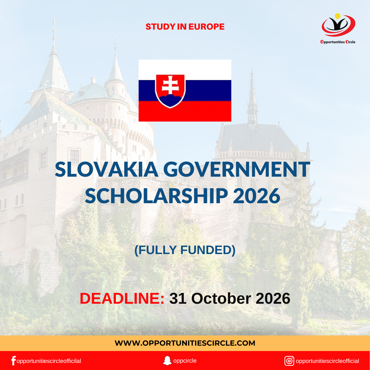 Slovakia Government Scholarship 2026 | Fully Funded - Opportunities Circle