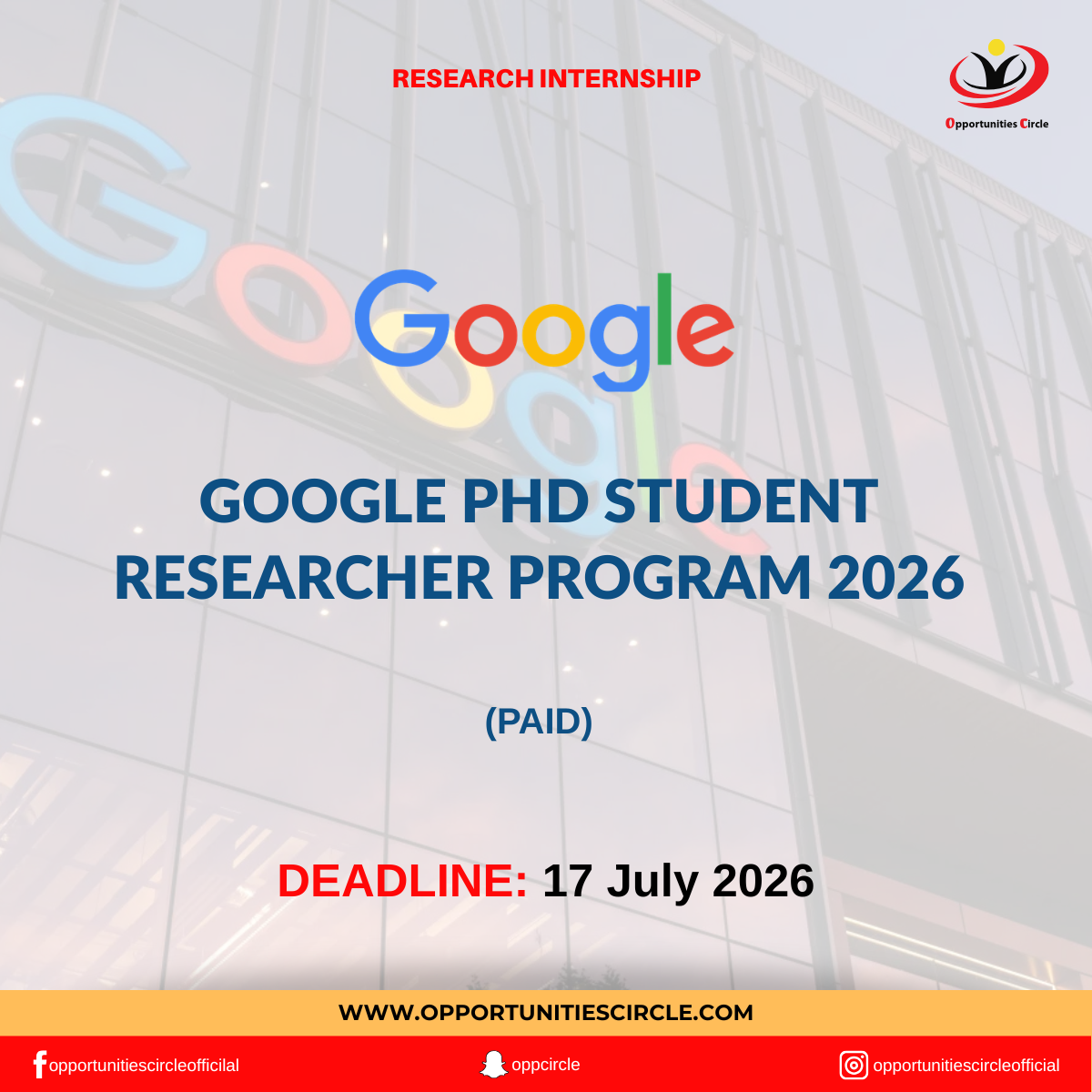 Google PhD Student Researcher Program 2026 | Paid Internship ...